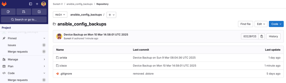 Automating Network Config Backups with Ansible and Git